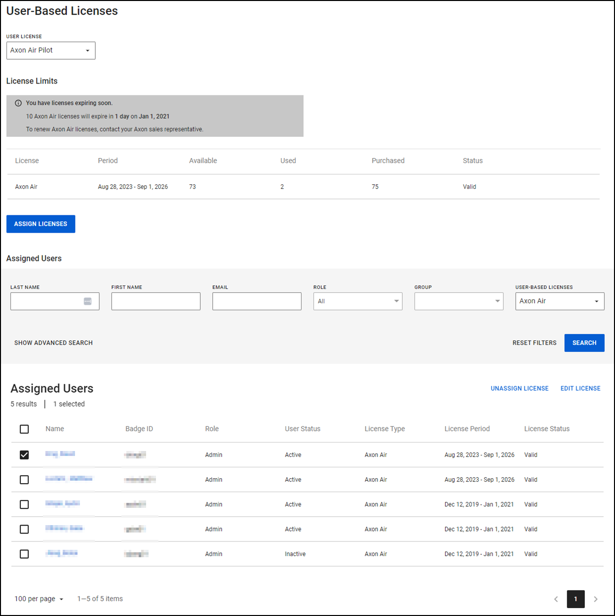Manage pilot licenses on Axon Evidence - Axon Air product guide